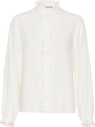 Cream Femme, Blouses et Chemises, Blanc, Taille: 42 FR Chemise à volants et manches bouffantes