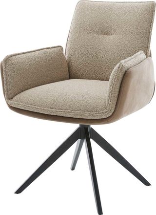 DELIFE Esszimmerstuhl NELA-Flex Kreuzgestell breit Schwarz Materialmix Schlamm 360° drehbar Wippfunktion
