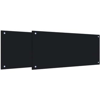 vidaXL K&uuml;chenr&uuml;ckwand 2 pcs Schwarz 90 x 40 cm Geh&auml;rtetes Glas vidaXL