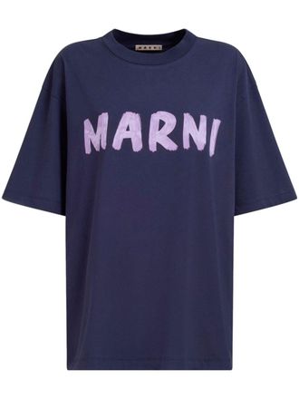 Marni t-shirt en coton à logo imprimé - Bleu