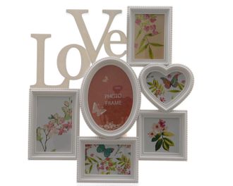 K&S Fotorahmen Bilderrahmen Multirahmen Bildergalerie Herz Love wei&szlig;