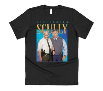 Sanfran Clothing Hitchcock & Scully Hommage Top Lustiges Brooklyn Nine Retro 90er Jahre Geschenk T-Shirt, Schwarz, S