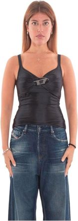 Diesel Femme, Tops, Noir, Taille: 38 FR T-Amai Oval D-Ruche Top