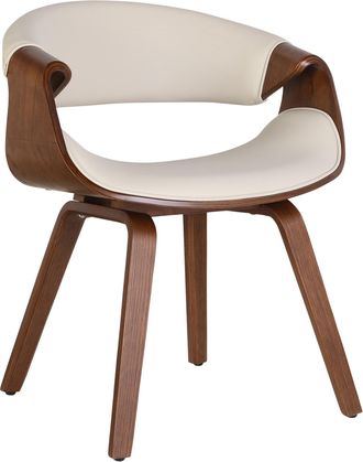 Clp Esszimmerstuhl Foley I Mit Armlehne Und Holzgestell I K&uuml;chenstuhl Und Wohnzimmerstuhl, Farbe:Creme, Material:Kunstleder