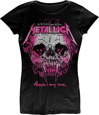 Metallica T Shirt Wherever I May Roam Band Logo Officiel Femme Skinny Fit Size XL