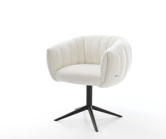 DELIFE Drehstuhl Jada-Flex Boucl&eacute; Soft Beige Fu&szlig;kreuz Schwarz 360&deg; drehbar Wippfunktion Taschenfederkern, Esszimmerst&uuml;hle