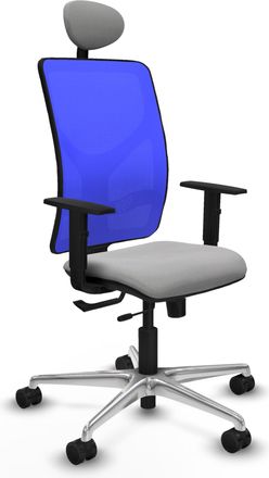 Piqueras y Crespo Stuhl aus PC-Mesh, mit 1D-Armlehnen, h&ouml;henverstellbarer Lendenwirbelst&uuml;tze und festem Kopfteil, ausgestattet mit Syncro/Traslack und Schneideschaum, B