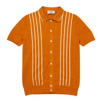 Gran Sasso Homme, Chemises, Orange, Taille: XL Camicia Rayas