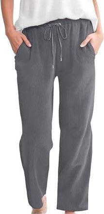 Generic Pantalon baggy pour femme - Jambes larges - Coupe droite - Taille haute - Pantalon de randonn&eacute;e d&eacute;contract&eacute; - Pantalon de sport fin et respirant - Pan