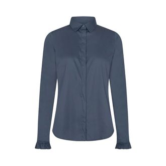 Mos Mosh MOS Mosh, Femme, Blouses et Chemises, Bleu, Taille: 42 FR Chemisier &agrave; Manches &agrave; Volants - Bleu Fonc&eacute;