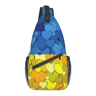 AOOEDM Anti-Diebstahl-Umhängetasche, für Ukraine Love Heart Flag, Schulter-Crossbody-Rucksack, wasserdichte Brusttasche, Leichter, lässiger Tagesrucksack für