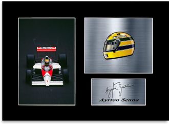 Generic Signiertes Poster, Motiv: Rennfahrer Ayrton Senna, Weltmeister, A4, Foto-Display, Passepartout