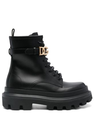 Dolce & Gabbana bottines à boucle logo - Noir