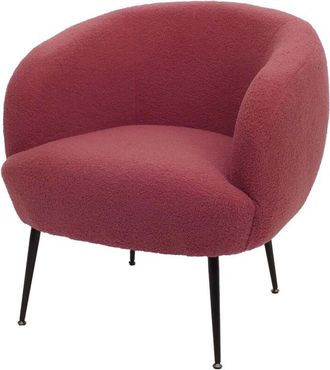 Hhg Lounge-Sessel 442, Cocktail-/Clubsessel Polstersessel Sessel, Stoff/Textil Boucl&eacute; (330g/m&sup2;) Metall mvg purpur-rot