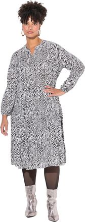 Miamoda Damen gro&szlig;e Gr&ouml;&szlig;en &Uuml;bergr&ouml;&szlig;en Plus Size Midikleid, Zebramuster, Saumvolants schwarz 46 837262100-46
