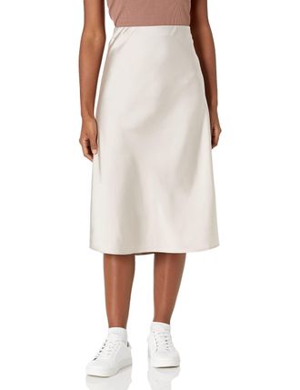 The Drop Damen Maya Rock, seidiger Slip-Skirt-Stil, Silber, 2X