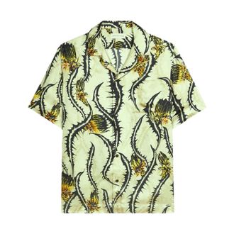 Dries Van Noten Homme, Chemises, Vert, Taille: XL Chemise &agrave; Col Hawa&iuml;en avec Imprim&eacute; Chardon