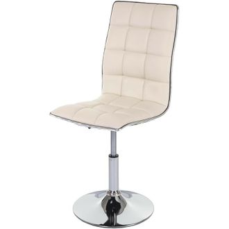 Mendler Chaise de salle &agrave; manger HWC-C41, chaise de cuisine, pivotante et r&eacute;glable en hauteur, similicuir - cr&egrave;me