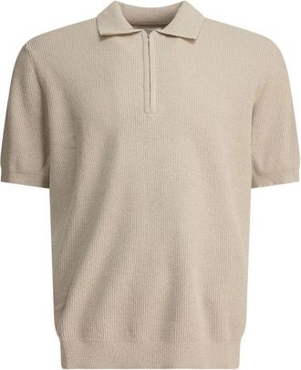 Nn.07 Nn07, Homme, Tops, Beige, Taille: L Short Sleeve Knit Zip Polo