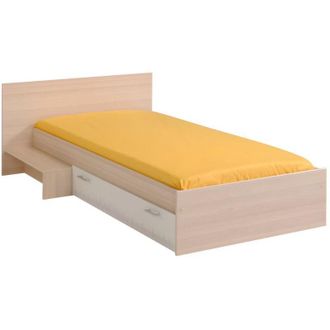 Parisot Lit enfant 90 x 190 cm avec 1 tiroir - Coloris : Naturel et blanc - iplia