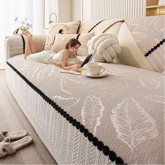 Generic Weiche Chenille Sofabezug Anti Rutsch Vintage Couch Überzug für U Form/L Form Sektionssofa für 1/2/3/4 Sitzer Sofa(C,120X160CM)