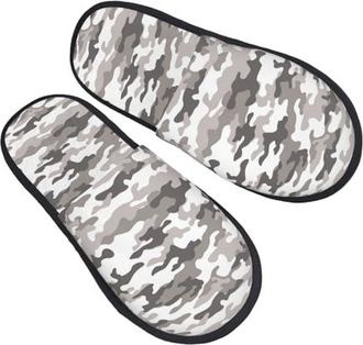 Generic Pantoufles De Voyage Camouflage Gris Classique Cozy Pantoufles DHiver Unisexe Chausson Hotel Pour Int&eacute;rieur Invit&eacute; Homme L