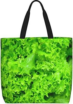 Generic Sac Fourre-Tout Motif De Laitue Verte Sac &Agrave; Provisions Personnaliser R&eacute;utilisable Sacs En Toile Pour Femmes, Pour Voyage, &Eacute;cole, Burea, Shopping