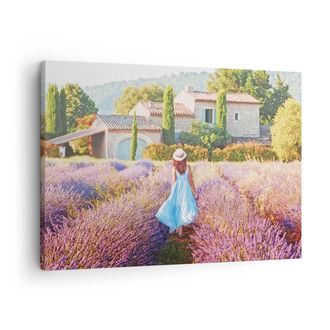 Arttor Bilder auf Leinwand Boho Heidekraut Frau Leinwandbild mit Rahmen 70x50cm Wandbilder Dekoration Wohnzimmer Schlafzimmer K&uuml;che Deko Klein Wanddeko Bild 