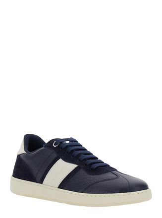 Ferragamo Mens Sneakers Achille Blue Leather Calf Trainers