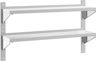 vidaXL Vidaxl - tagère murale 2 niveaux 100x23,5x60cm argenté acier inoxydable