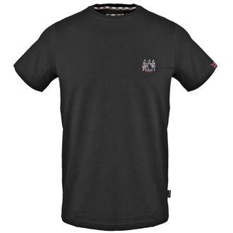 Aquascutum kleines schwarzes T-Shirt mit Aldis-Logo auf der Brust