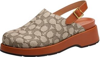 Coach Sabots à plateforme C sculptés pour femme en jacquard signature, Cacao/ambre bruni, 39.5 EU