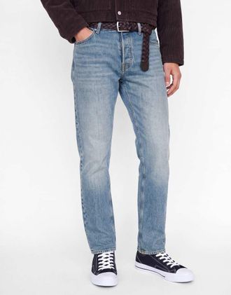 Jack & Jones Clark jean d&eacute;lav&eacute; taille mi-haute en denim bleu