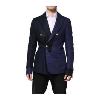 Dolce & Gabbana Marineblauer Leinenblazer - - Jackets - Herren - Blau - L
