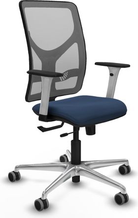 Piqueras y Crespo Blauer Schreibtischstuhl mit wei&szlig;en und schwarzen Armlehnen, h&ouml;henverstellbare Lendenwirbelst&uuml;tze, ausgestattet mit Syncro/Traslack und Schneideschaum