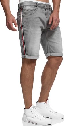 Indicode Herren Fife Jeans Shorts mit 5 Taschen | Herrenshorts Used Look f&uuml;r M&auml;nner Lt Grey, L