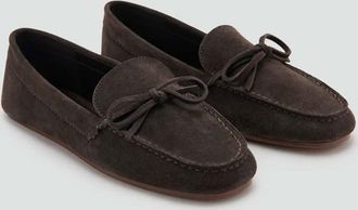Mango Mocassin en daim avec naud chocolat - Femme - 35 - MANGO