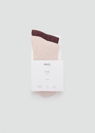 Mango 2er-Pack Lurexsocken mit Rippmuster hellrosa - Damen - Einheitsgr&ouml;&szlig;e - MANGO