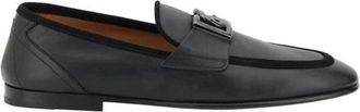 Dolce & Gabbana Homme, Chaussures, Noir, Taille: 43 EU Mocassins avec p&eacute;rim&egrave;tre en velours et plaque DG
