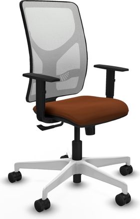 Piqueras y Crespo B&uuml;rostuhl mit hoher R&uuml;ckenlehne, mit 1D-Armlehnen, h&ouml;henverstellbare Lendenwirbelst&uuml;tze, ausgestattet mit 3 Positionen und Schneideschaum, Wei&szlig;/Braun