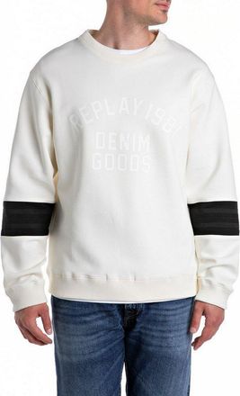 Replay Sweatshirt mit Ton-in-Ton Schriftzug vorn