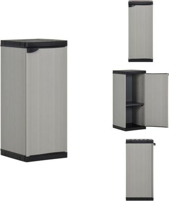 vidaXL Armoire de rangement de jardin 1 &eacute;tag&egrave;re Gris/noir 35x40x85 cm - Meuble De Jardin - Armoire De Rangement Ext&eacute;rieur - Rangement Jardin - Coffre De