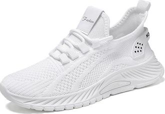 Generic Featu Chaussures de sport coréennes à lacets pour femme - Chaussures décontractées à semelle épaisse - Baskets à enfiler, blanc, 37.5 EU