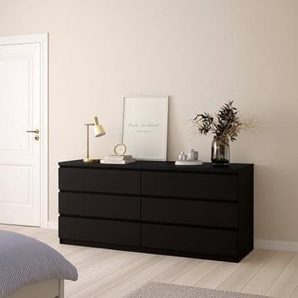 Dmora Kommode Victoire, Wohnzimmerbuffet, Wohnzimmer-Sideboard, Moderne K&uuml;chen-Speisekammer, 154x50 h68 cm, Schwarz