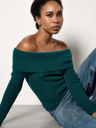 Apricot Strickpullover Strickpullover. mit breitem Bardot-Ausschnitt