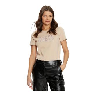 Guess Femme, Tops, Beige, Taille: 36 FR TShirt MC 100% coton