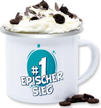 Shirtracer Emaille Tasse Blechtasse - Statement Spr&uuml;che - Epischer Sieg | Geschenk f&uuml;r Gamer | Zocker Geschenk | Zocken Geschenkidee - 300 ml - Wei&szlig; Silber - bec