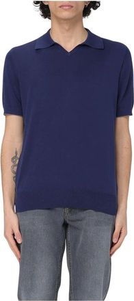 Brunello Cucinelli Homme, Pulls, Bleu, Taille: XL Short Sleeve Knit Polo