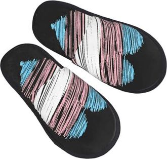 Generic Pantoufles Drapeau Transgenre En Forme De Coeur Doux Chaussons Maison Anti Odeur Slippers Pour Chambre De Camping La Maison L
