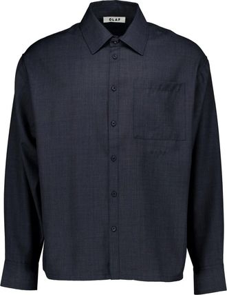 Olaf Hussein Homme, Chemises, Gris, Taille: S Wool Blend Boxy LS Shirt
